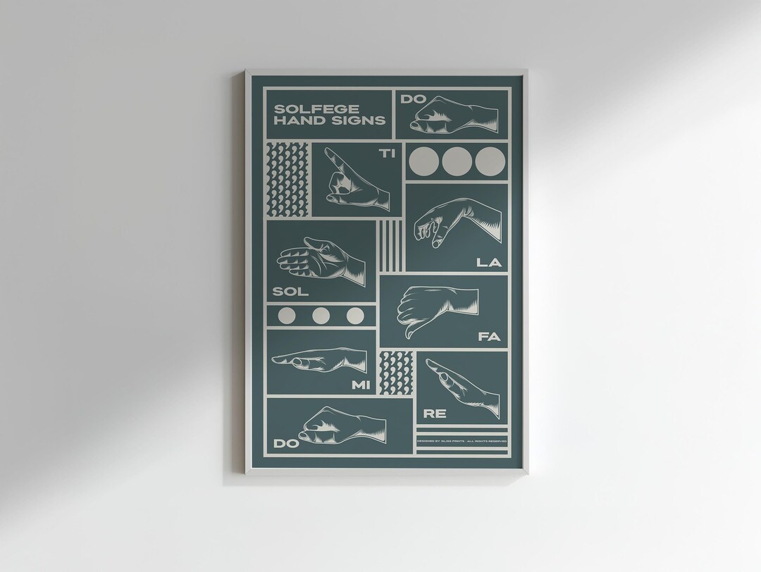 Solfege Hand Sign Poster | Music Art Print, Blue | Music Classroom ...