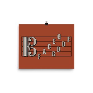 Alto Clef Note Names Poster Music Education Poster, Red - Etsy