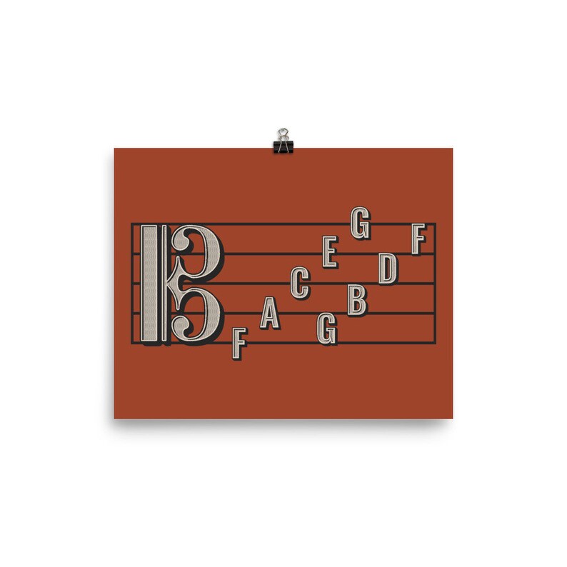 Alto Clef Note Names Poster Music Education Poster Red | Etsy