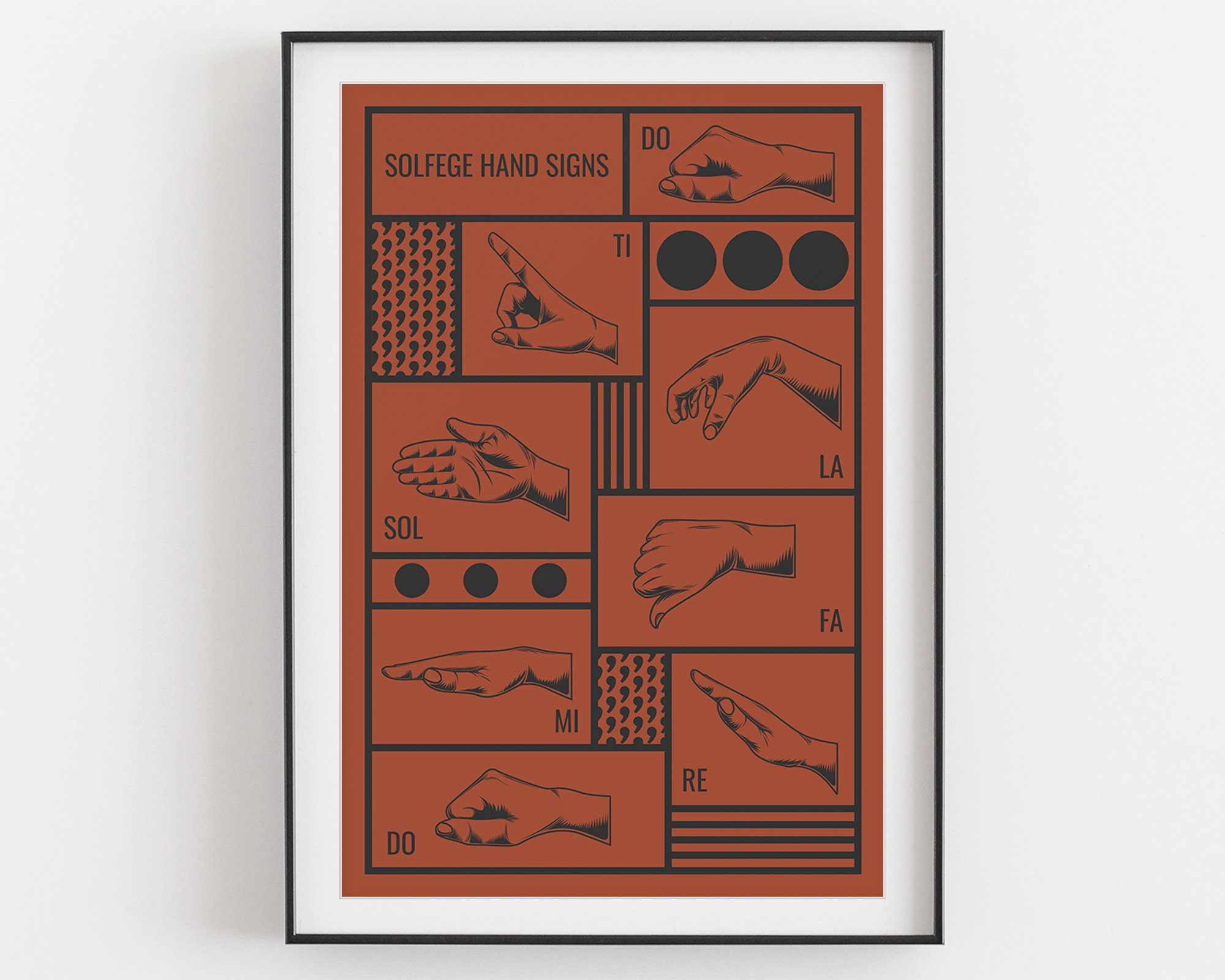 Solfege Hand Sign Poster Music Art Print Red Music | Etsy