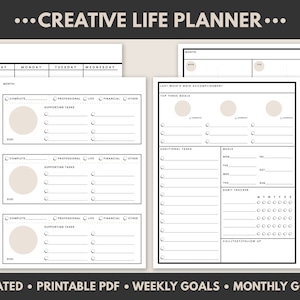 Undated Creative Life Planner | Weekly and Monthly Printable PDF ...