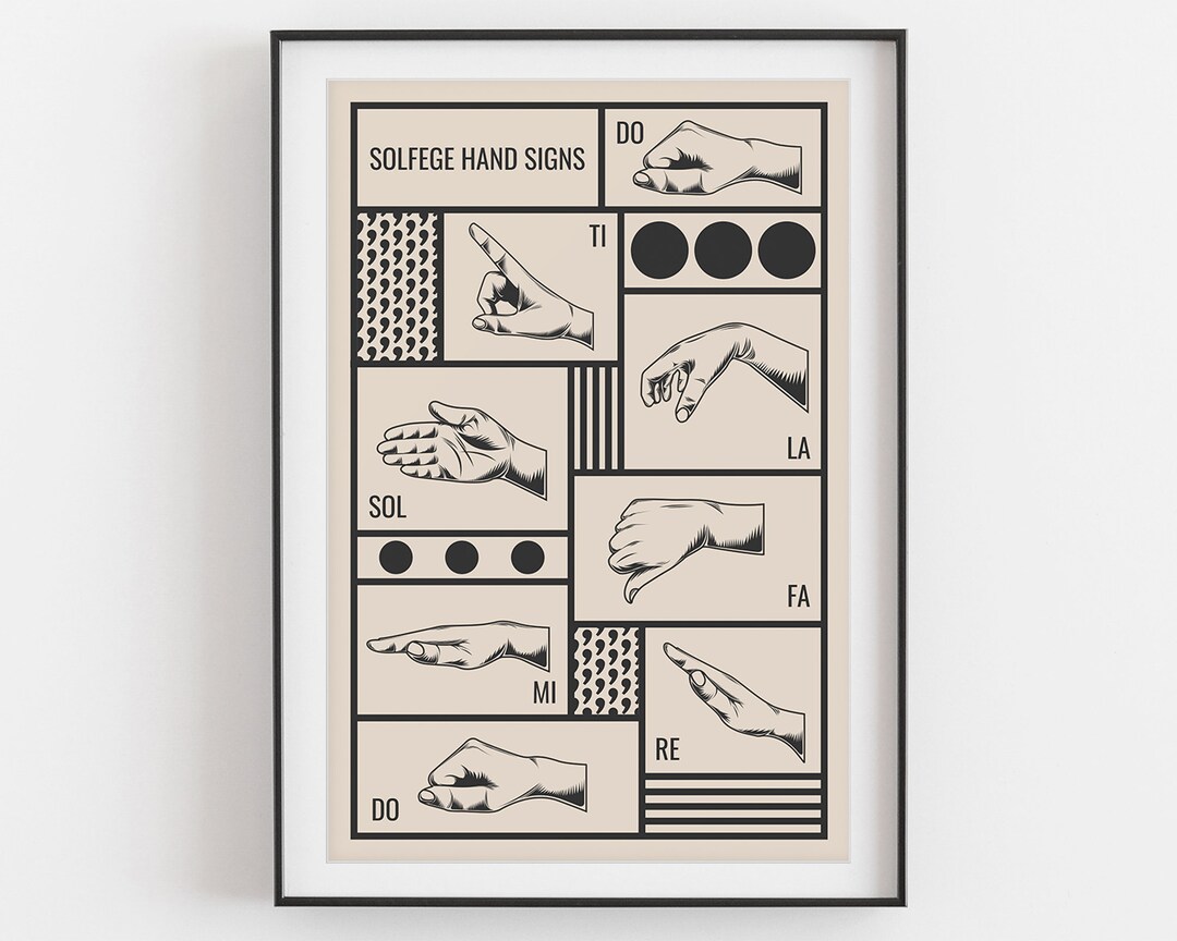 Solfege Hand Sign Poster Music Art Print, Cream Gift for Choir Director ...