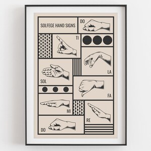 Solfege Hand Sign Poster Music Art Print, Cream Gift for Choir Director ...