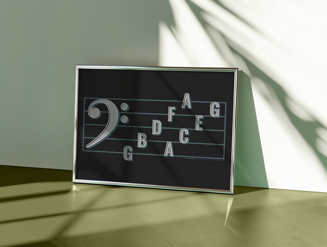 Bass Clef Note Names Poster | Music Education Poster, Black - Etsy