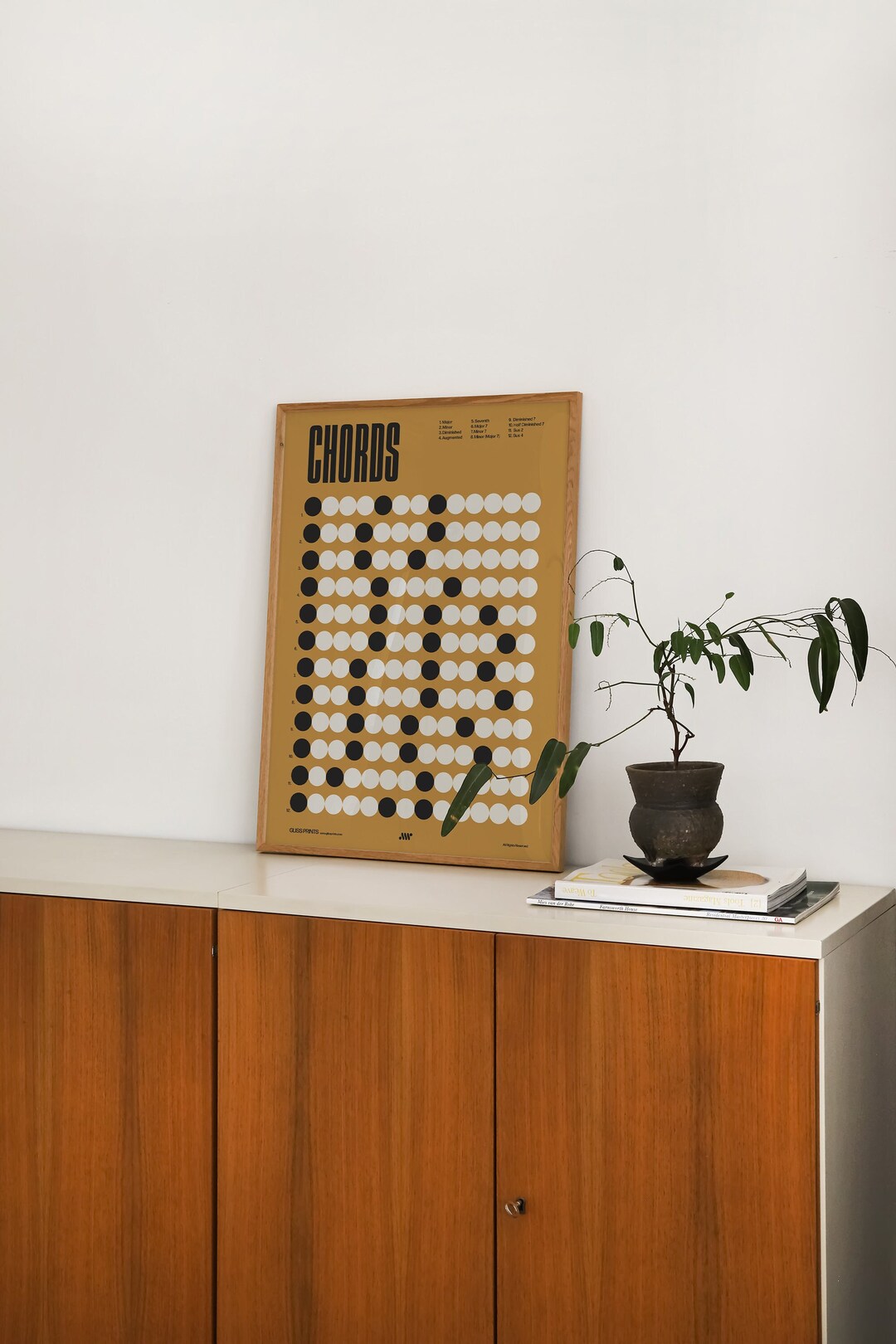 Music Chords Poster, Dot Design, Music Theory Print, Yellow - Etsy