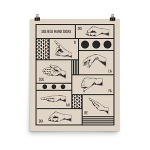 Solfege Hand Sign Poster Music Art Print, Cream Gift for Choir Director ...