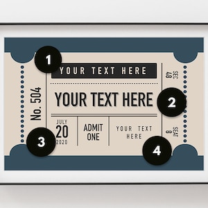 Custom Ticket Stub Poster | Concert Ticket | Gift for Music Lover, Blue ...