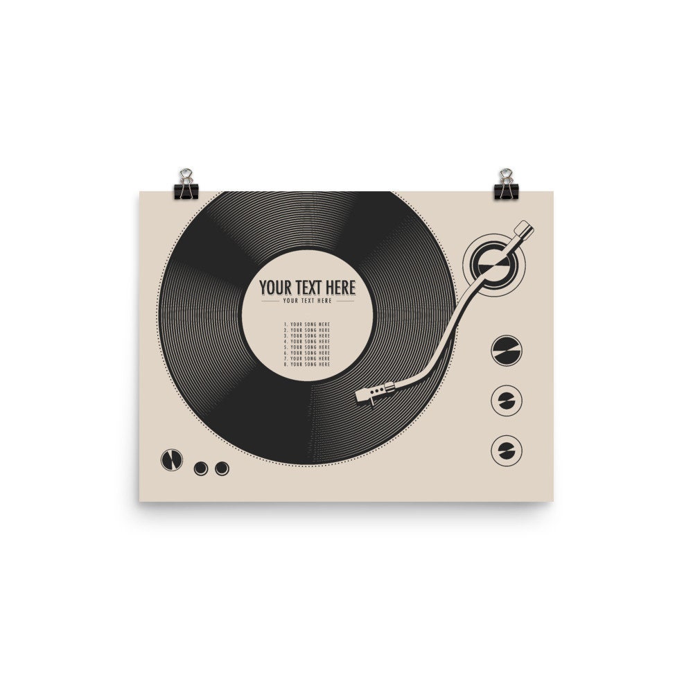 Custom Vinyl Record Poster | Personalized Print, Cream | Gift for Music ...