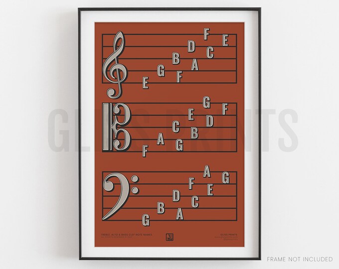 Bass Clef Poster Music Art Print - Etsy