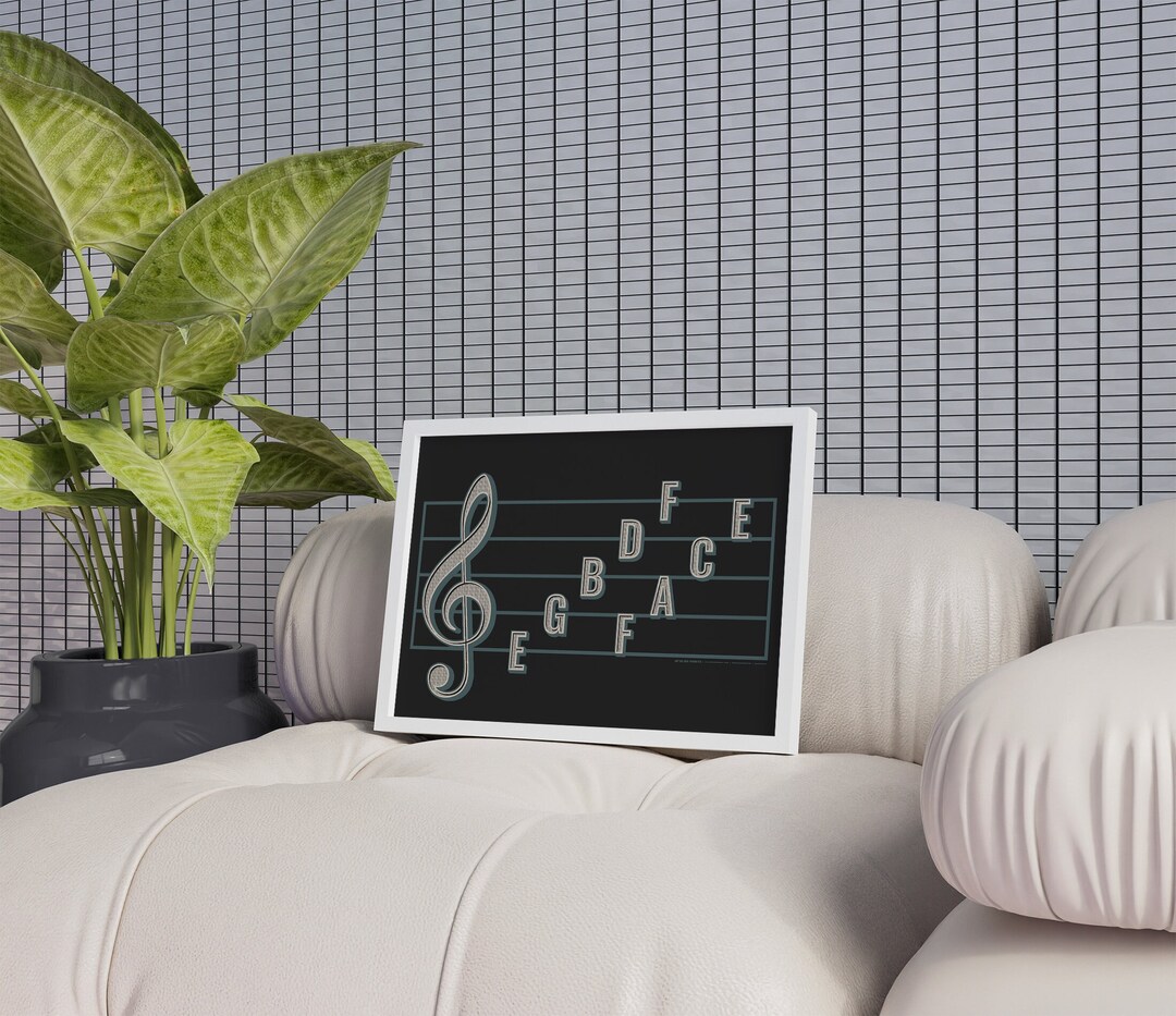 Treble Clef Note Names Poster | Music Lesson Print, Black - Etsy