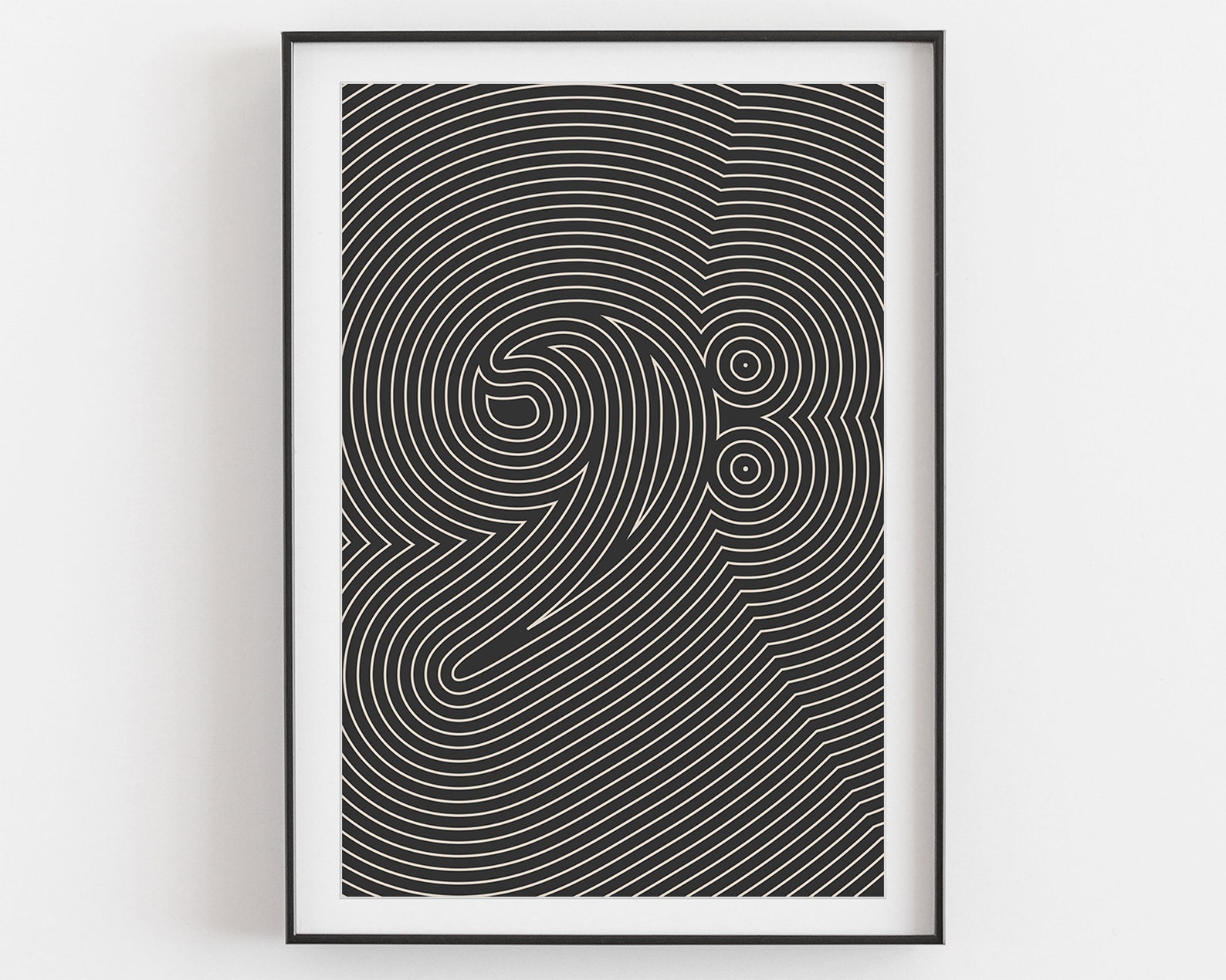 Bass Clef Poster Striped Pattern Music Art Print Black | Etsy