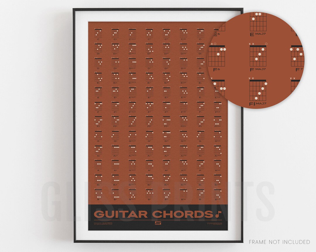Guitar Chords Chart Poster Gift for Guitarist Music Education Poster ...