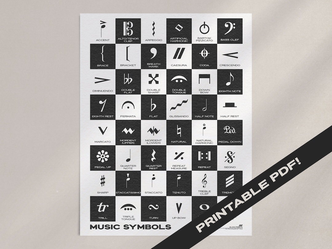 Music Symbols Chart | Music Terms | Printable Digital Download - Etsy