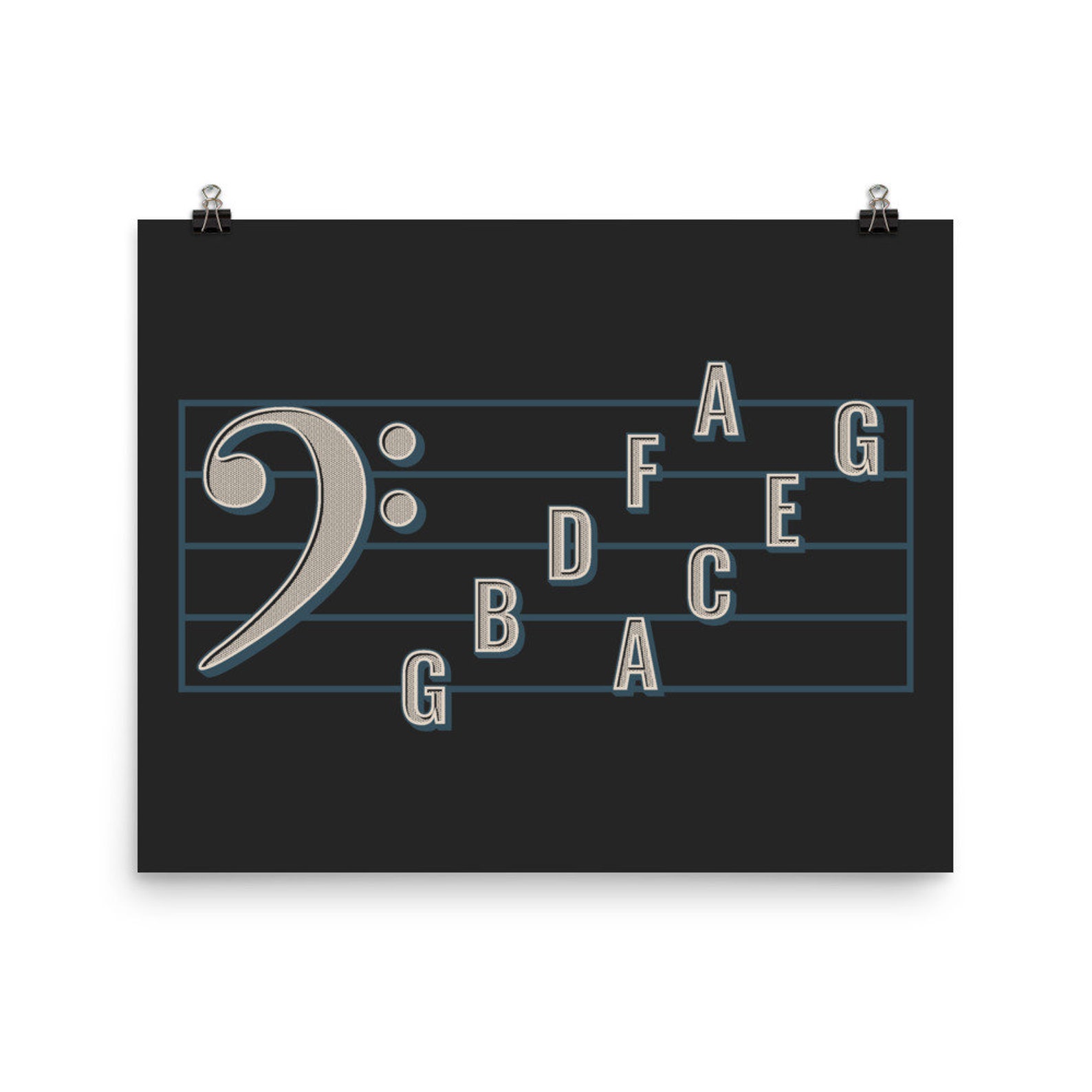 Bass Clef Note Names Poster Music Education Poster Black - Etsy