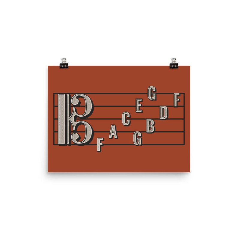 Alto Clef Note Names Poster Music Education Poster Red | Etsy