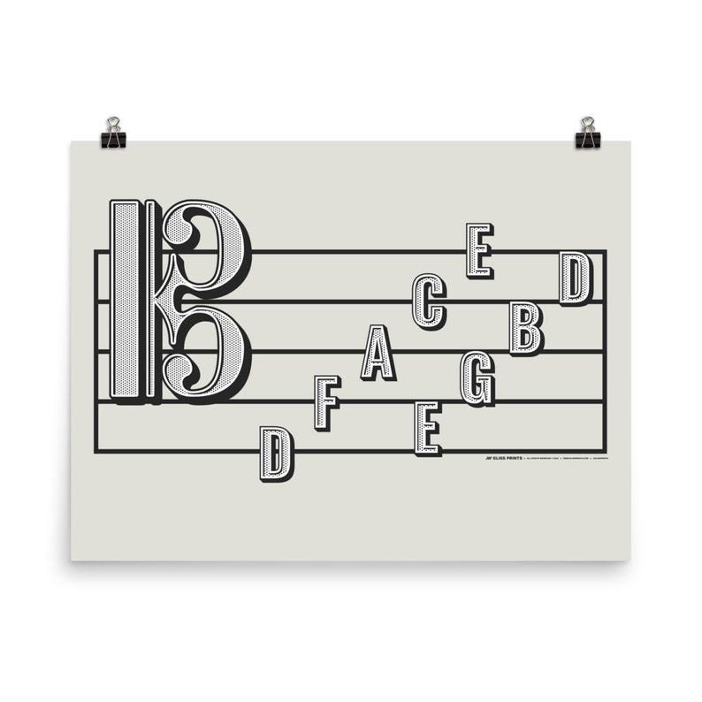 Tenor Clef Note Names Poster, Cream - Etsy