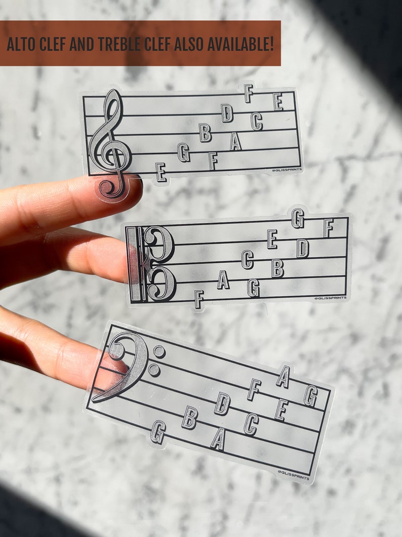 Bass Clef Note Names Transparent Music Sticker - Etsy