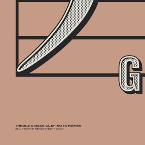 Treble Clef Bass Clef Note Names Poster | Music Education Print, Pink ...