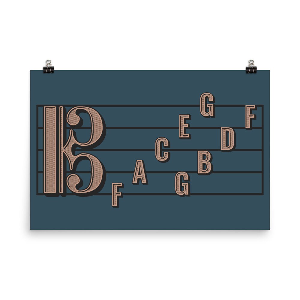Alto Clef Note Names Poster Music Education Poster Blue | Etsy