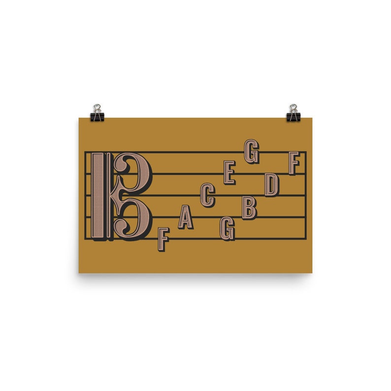 Alto Clef Note Names Poster Music Education Poster Yellow | Etsy