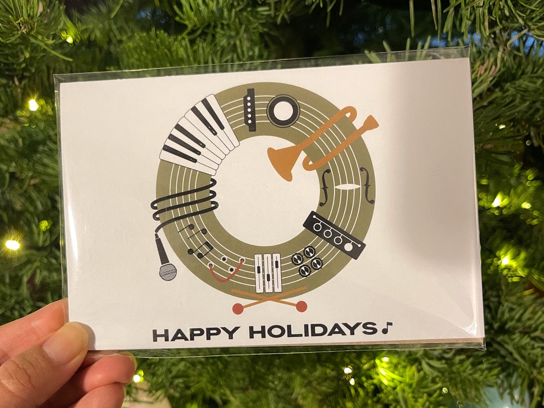 Music Wreath Holiday Card | Music Greeting Card, Gift for Musician - Etsy
