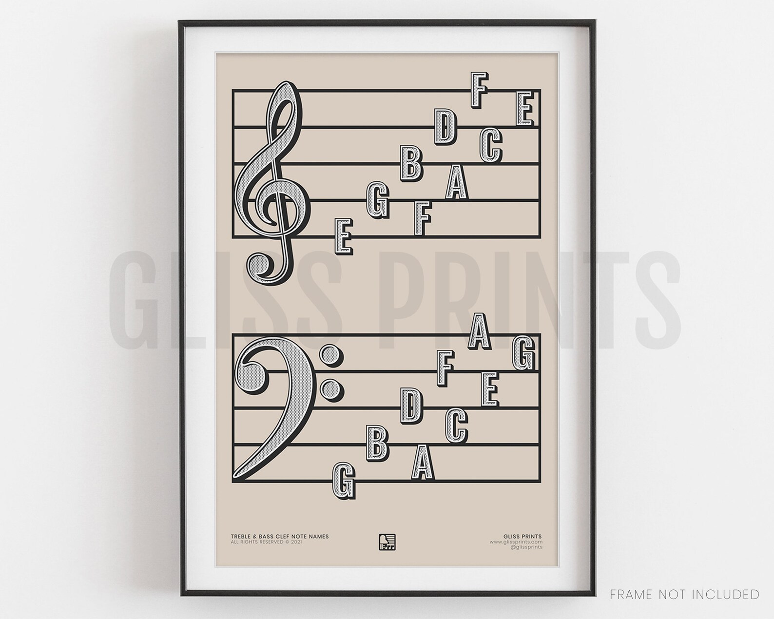 Treble Clef Bass Clef Note Names Poster Music Education - Etsy