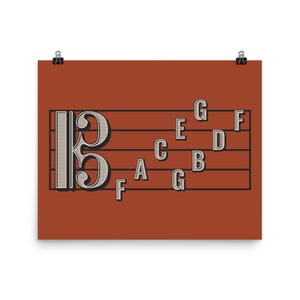 Alto Clef Note Names Poster Music Education Poster, Red - Etsy