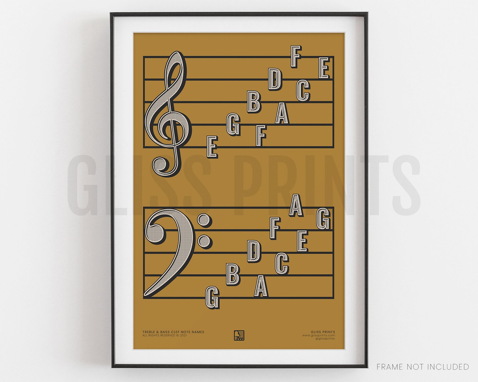 Treble Clef Bass Clef Note Names Poster Music Education - Etsy