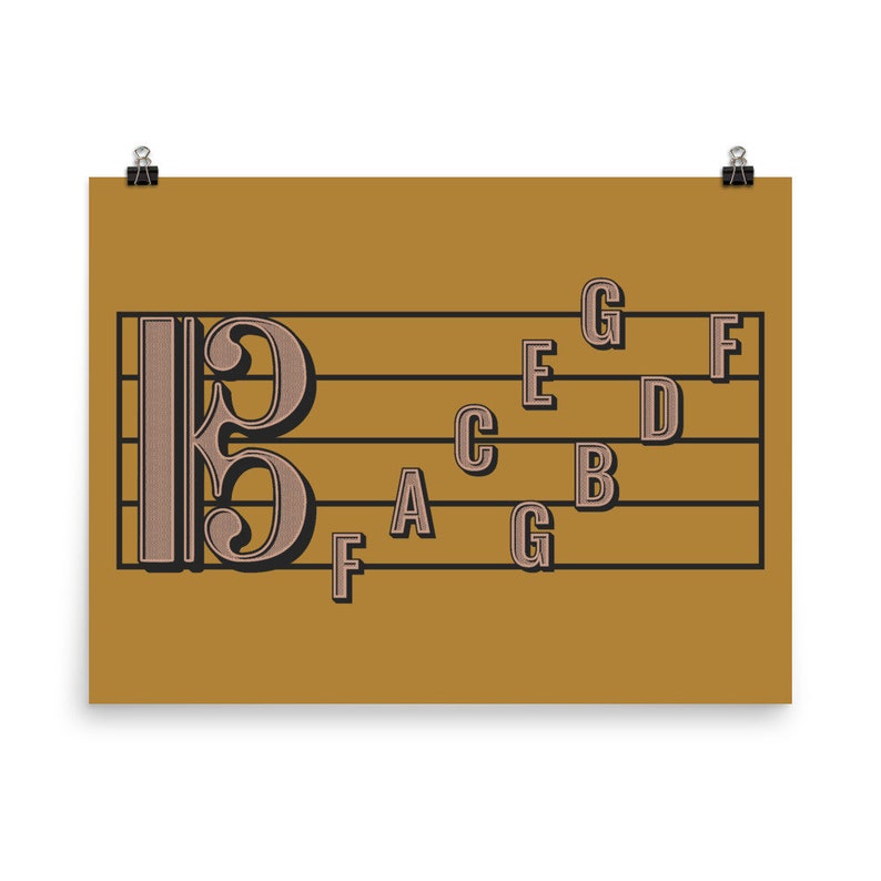 Alto Clef Note Names Poster Music Education Poster Yellow | Etsy