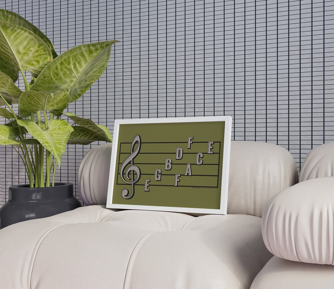 Treble Clef Note Names Poster | Music Education Print, Green | Music ...