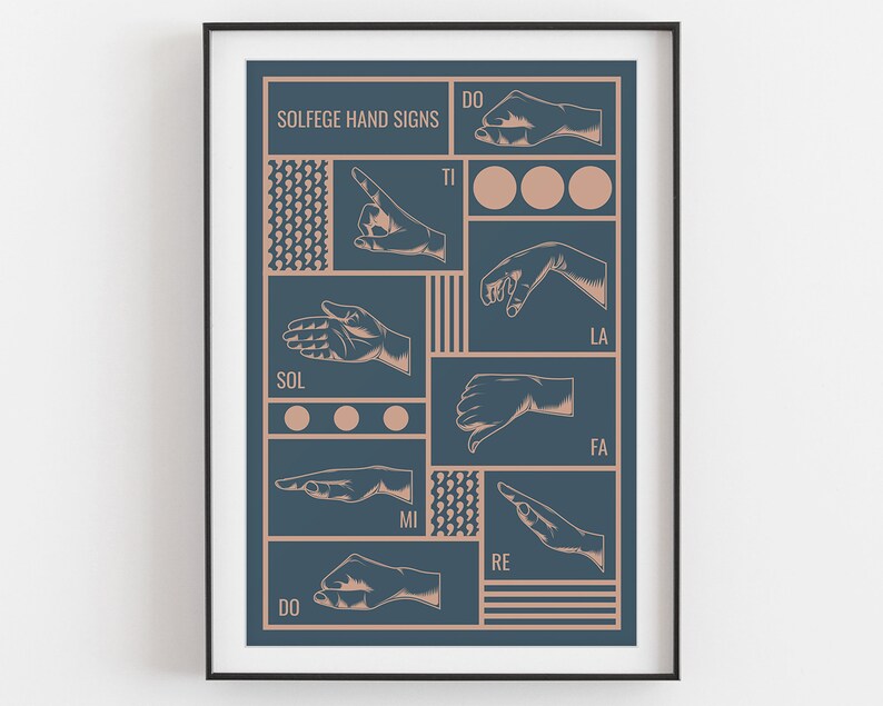 Solfege Hand Sign Poster Music Art Print Blue Music - Etsy