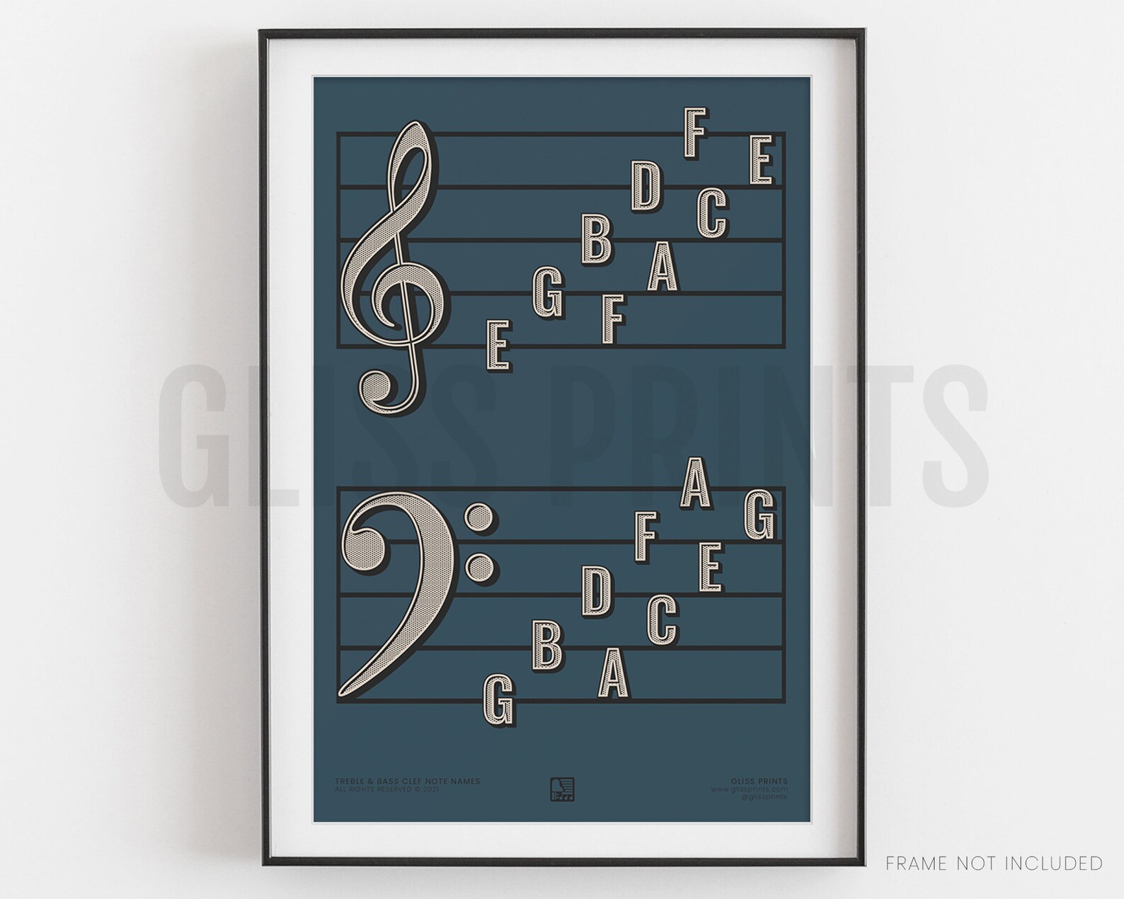 Treble Clef Bass Clef Note Names Poster Music Education | Etsy