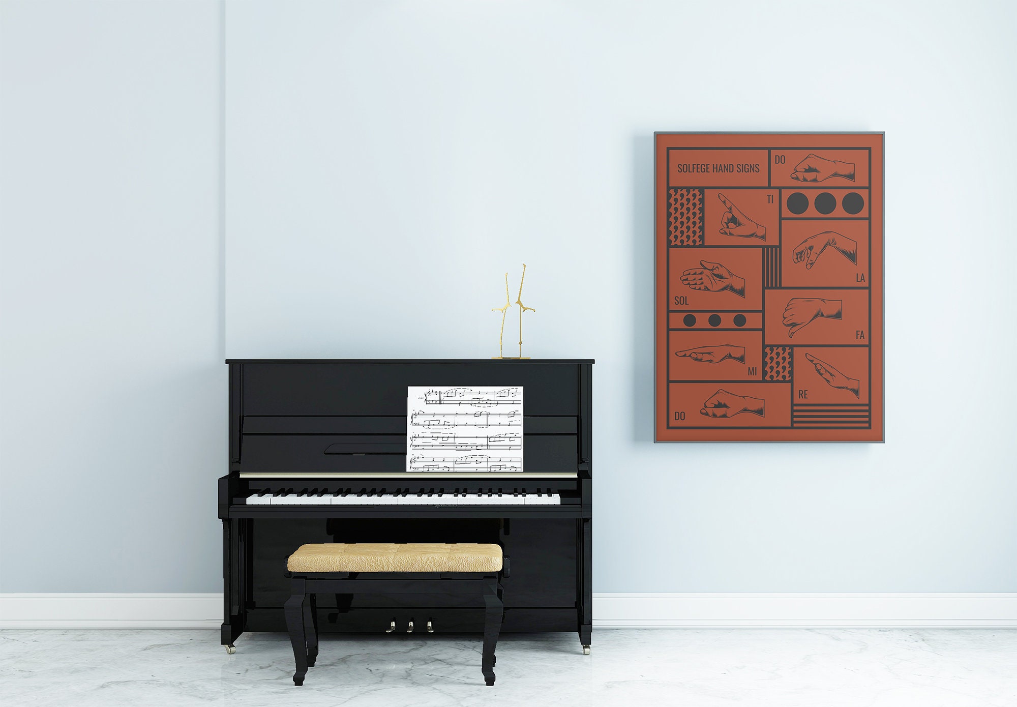 Solfege Hand Sign Poster Music Art Print Red Music | Etsy