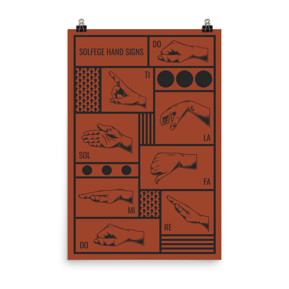 Solfege Hand Sign Poster Music Art Print Red Music | Etsy