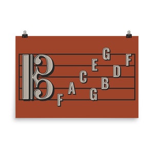 Alto Clef Note Names Poster Music Education Poster, Red - Etsy