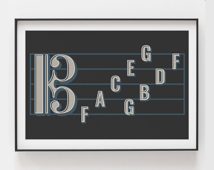 Bass Clef Poster Music Art Print - Etsy