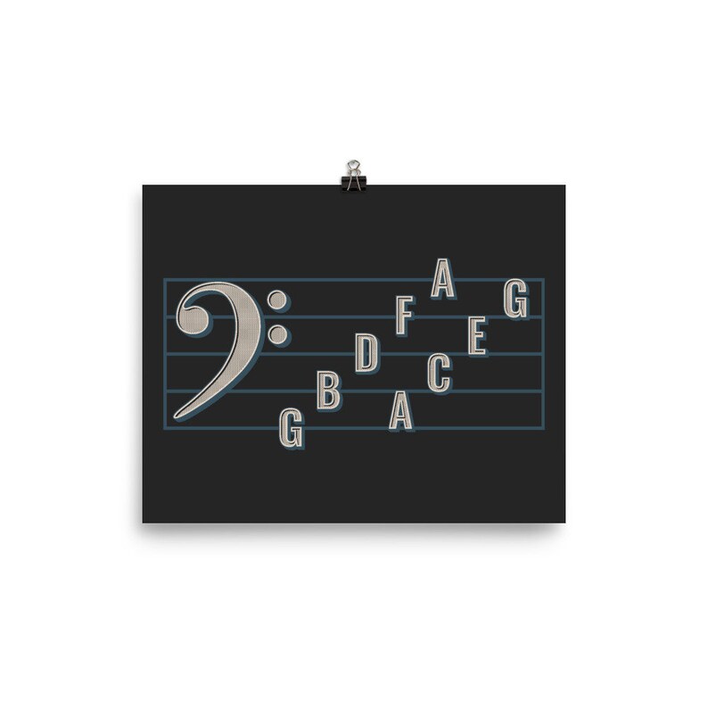 Bass Clef Note Names Poster Music Education Poster Black - Etsy
