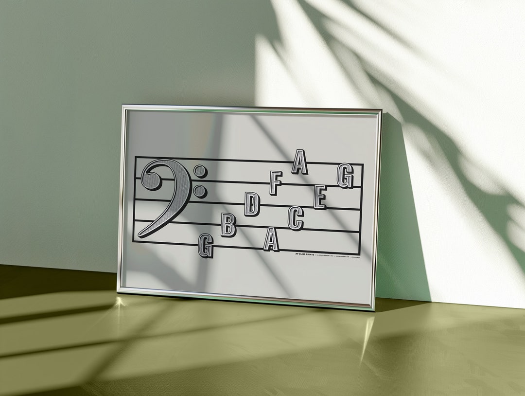 Bass Clef Note Names Poster | Music Education Poster, Cream - Etsy