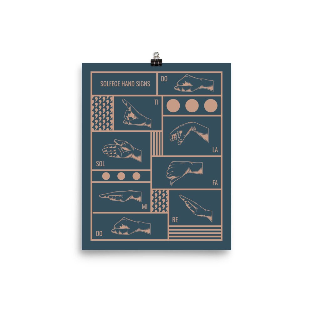 Solfege Hand Sign Poster Music Art Print Blue Music | Etsy