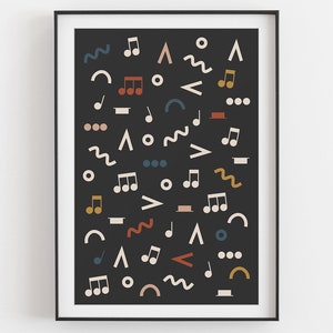 Music Notes Poster, Music Symbols, Music Room Decor, Black - Etsy