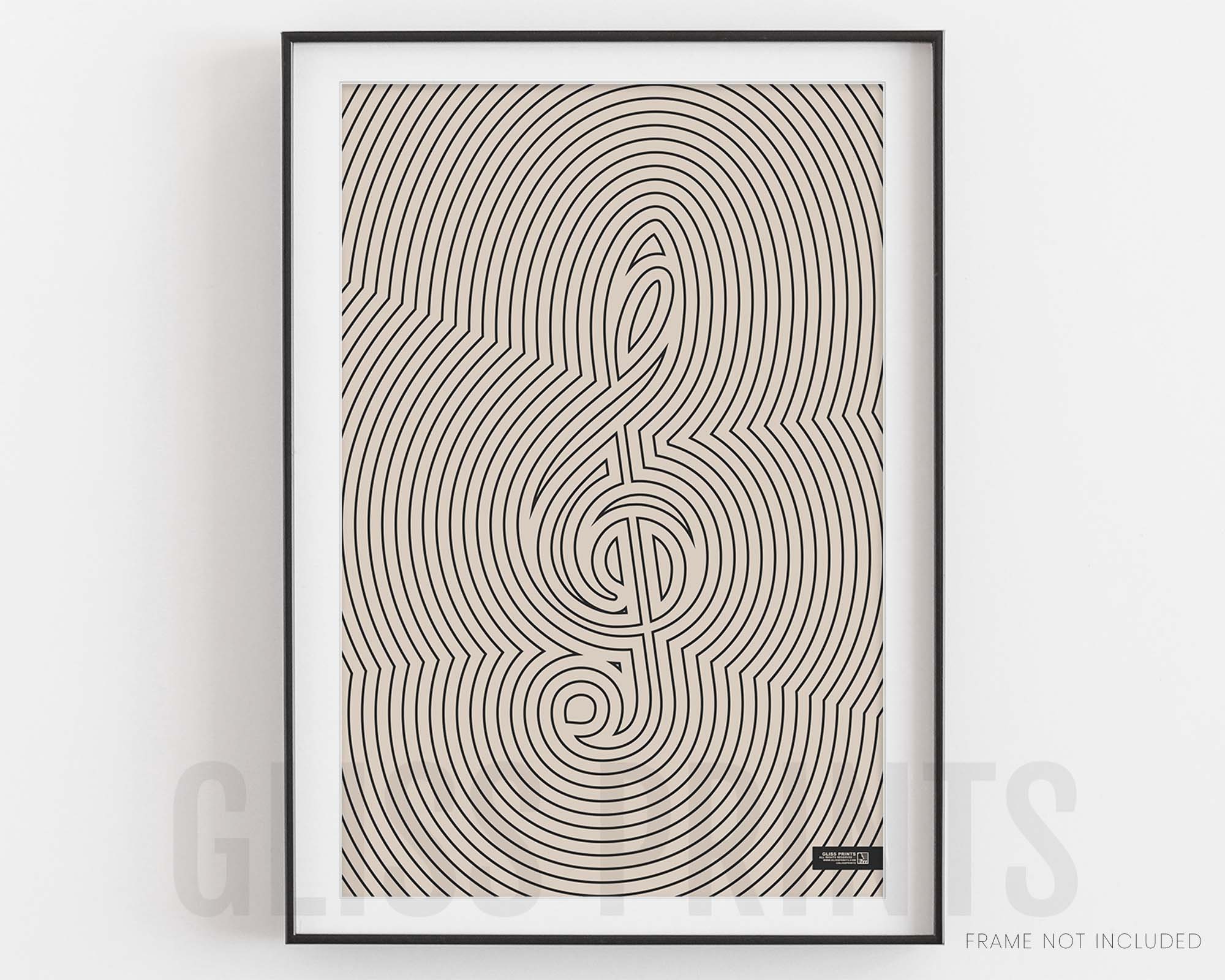 Treble Clef Poster Striped Pattern Music Art Print Cream - Etsy