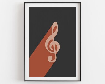 Treble Clef Poster Music Art Animal Print Music Lover | Etsy