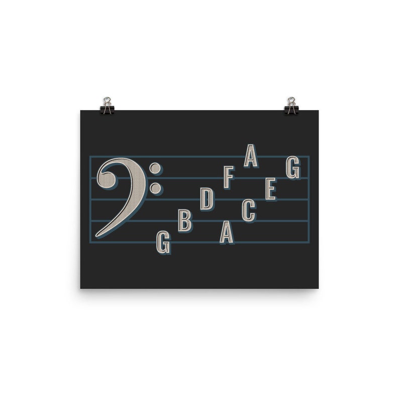 Bass Clef Note Names Poster Music Education Poster Black - Etsy