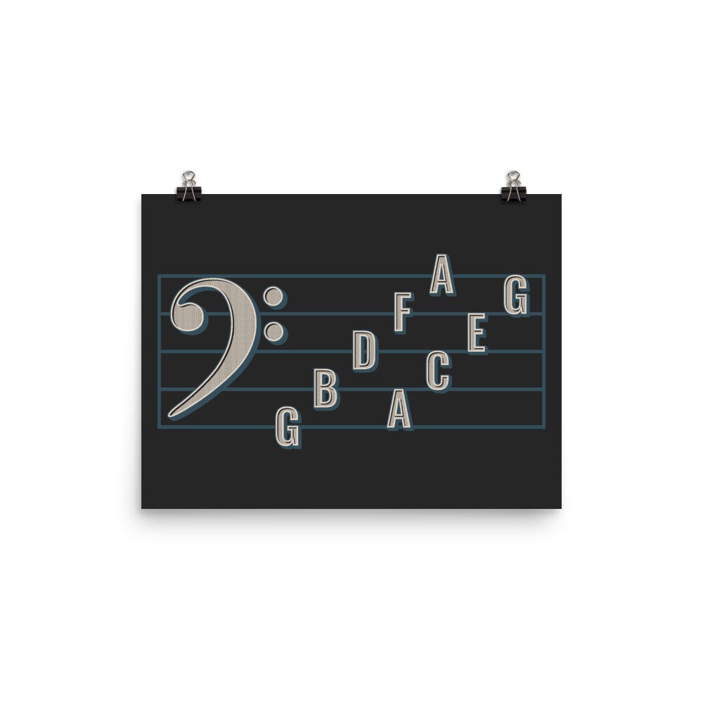 Bass Clef Note Names Poster Music Education Poster Black | Etsy