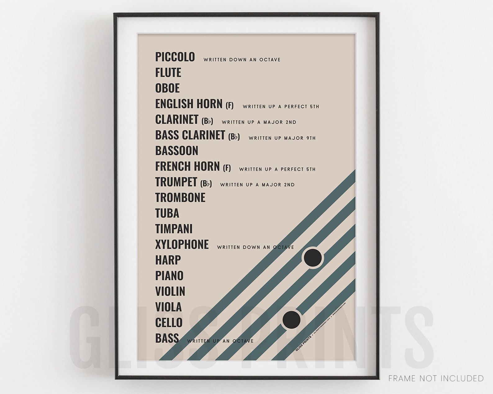 Orchestral Instruments in Score Order With Transpositions | Etsy