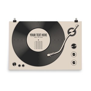 Custom Vinyl Record Poster | Personalized Print, Cream | Gift for Music ...