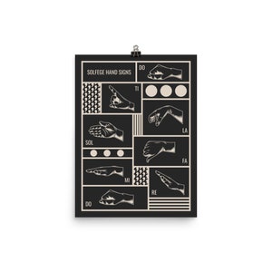 Solfege Hand Sign Poster Music Art Print, Black Gift for Choir Director ...
