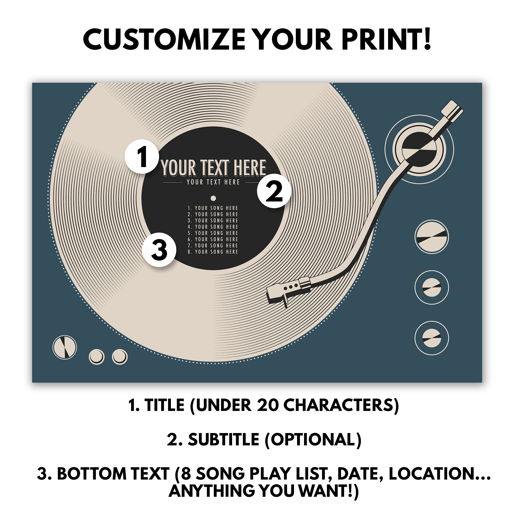 Custom Vinyl Record Poster Personalized Print Blue Gift - Etsy New Zealand