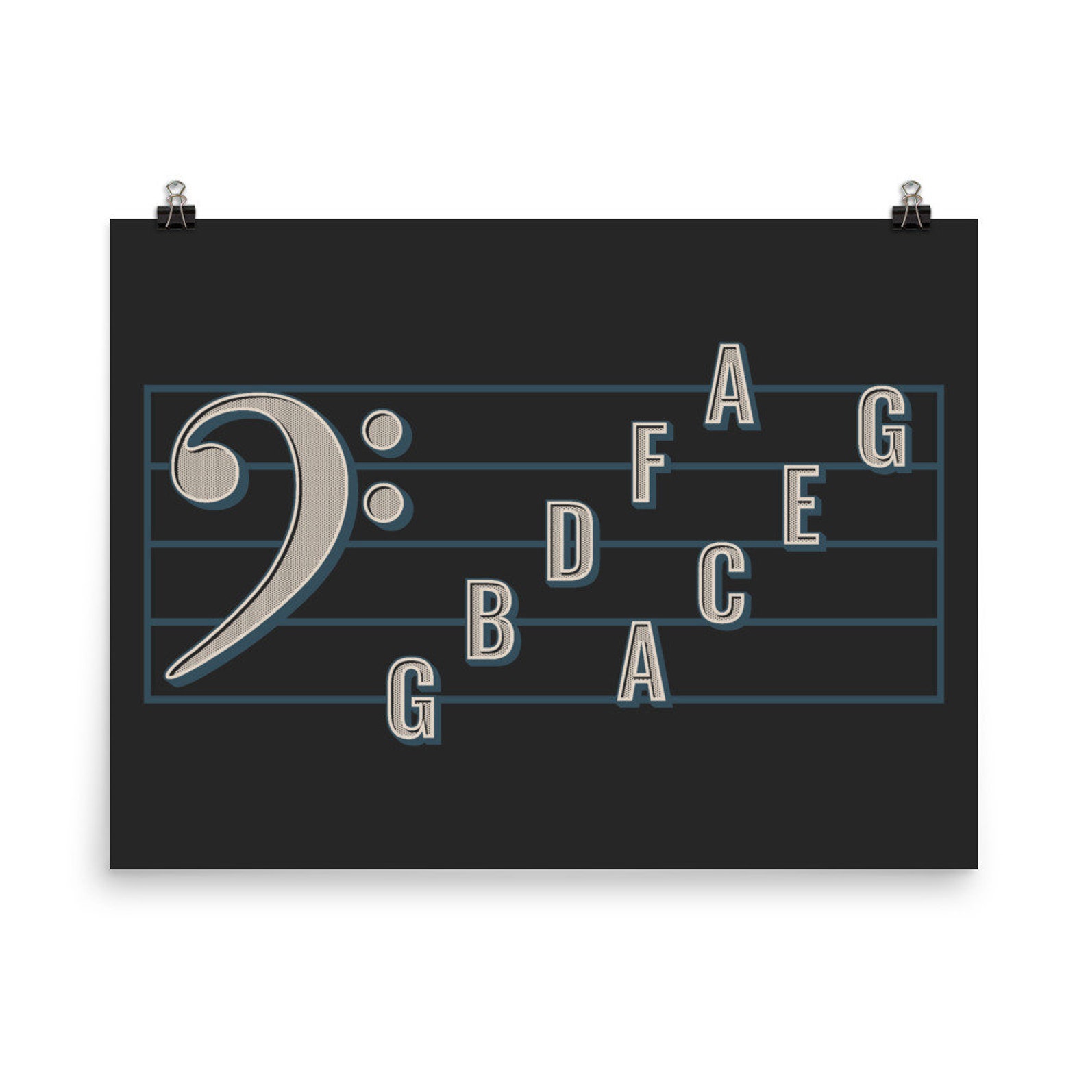 Bass Clef Note Names Poster Music Education Poster Black - Etsy