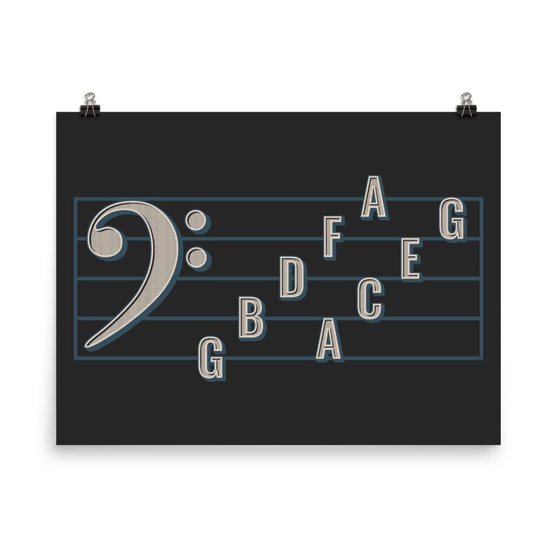 Bass Clef Note Names Poster Music Education Poster Black - Etsy